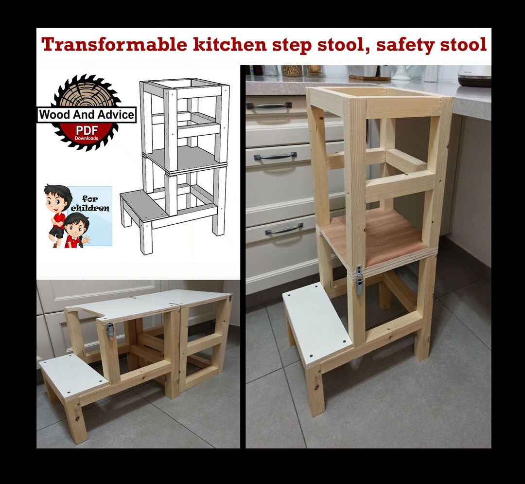 Kitchen Learning Stool Plan/kitchen Stand Plan/little Chef Stool Plan ...