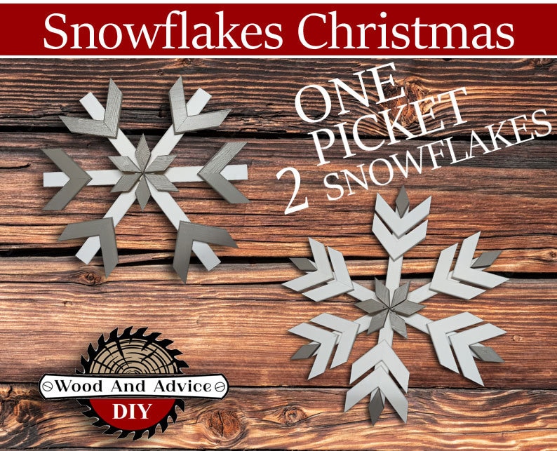 4 Large Snowflakes , From One Picket, One Picket Snowflakes, Christmas ...