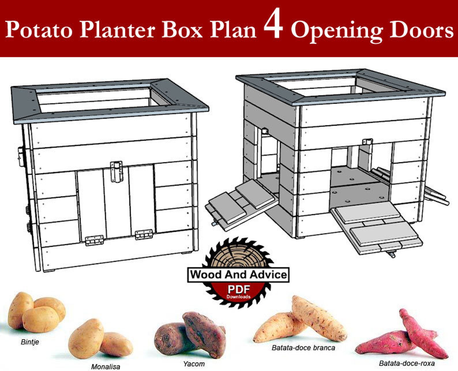 Otato Planter Box Plan 4 Opening Doors/organic Potato Planter Plan ...
