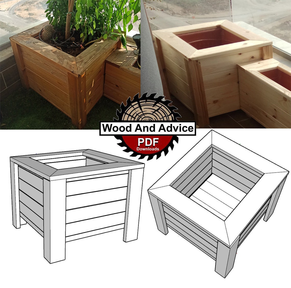 Step-by-step Flower Pot Plans Dimensions 54in 54in and 50in - Etsy