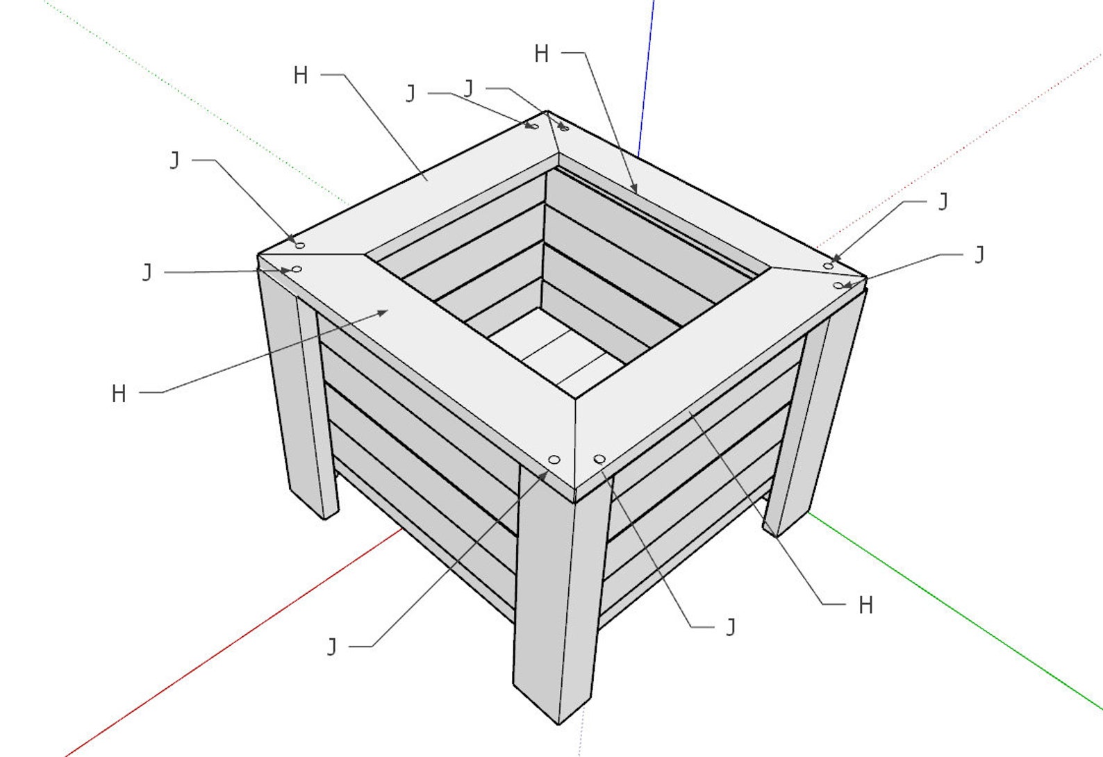 Step-by-step Flower Pot Plans | Dimensions 54in, 54in and 50in ...
