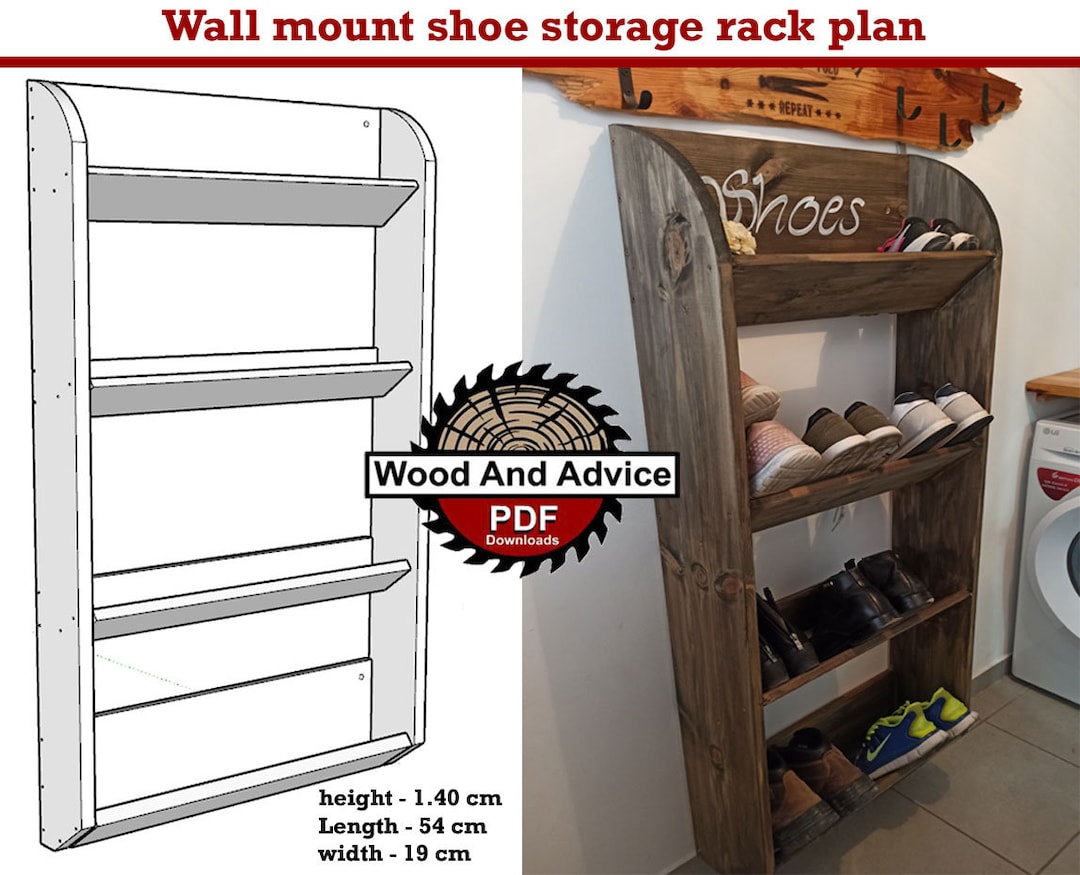 Wall Mount Shoe Storage Rack Plan/storage Rack Plan/wall Shoe Storage ...