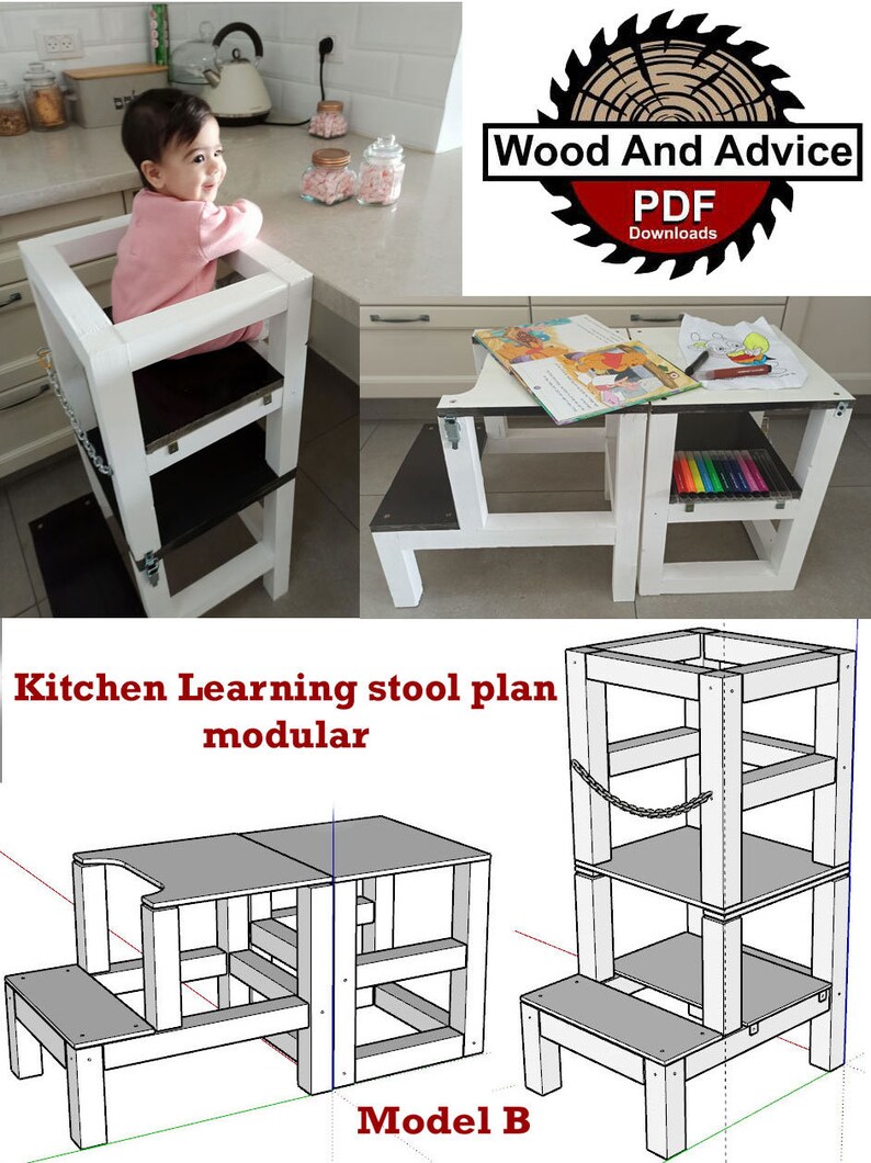 Kitchen Learning Stool Plan/kitchen Helper Stand Plan/little - Etsy