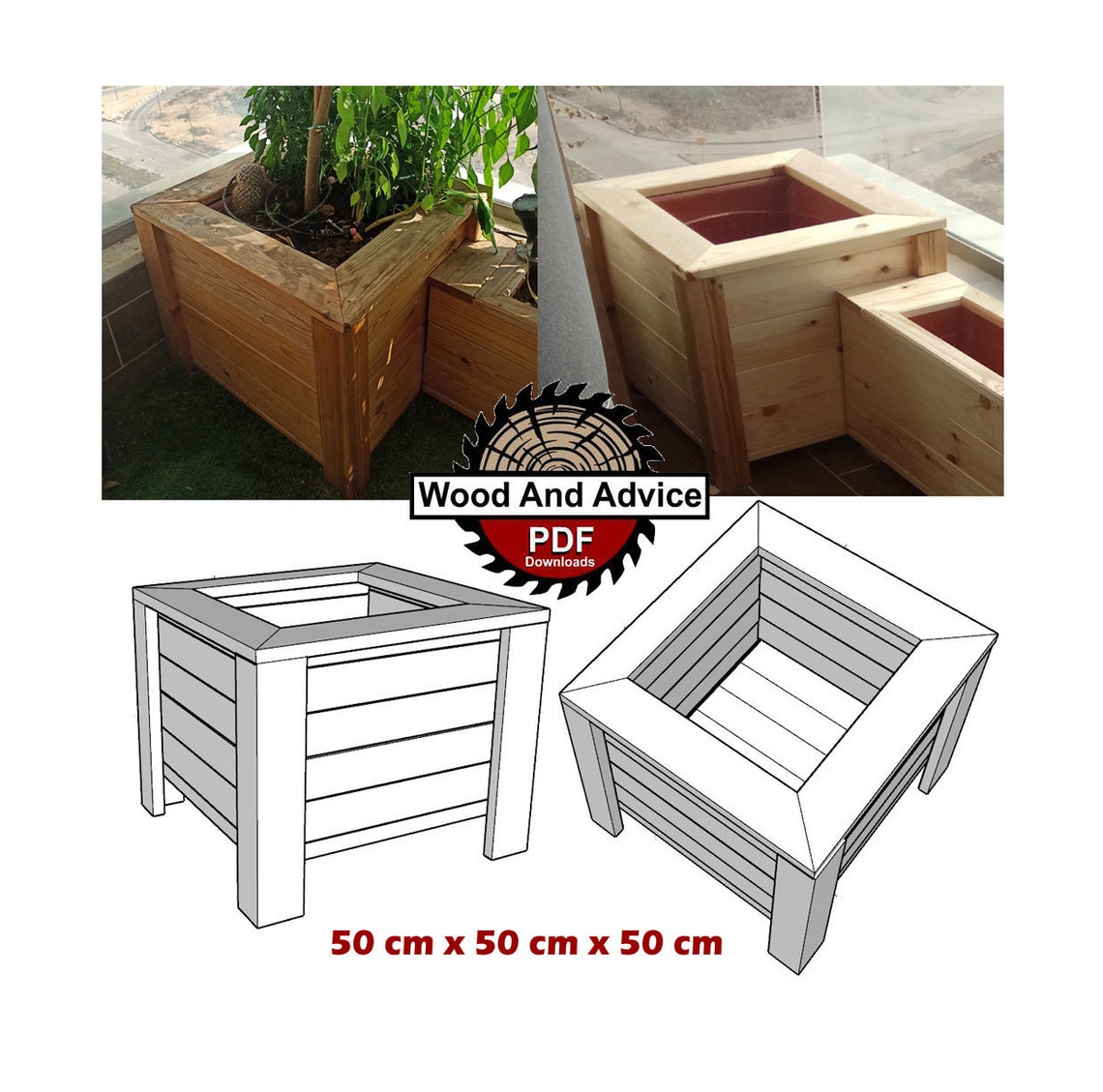 Step-by-step Flower Pot Plans | Dimensions 54in, 54in and 50in ...