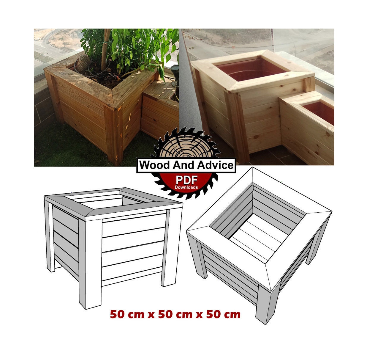 Step-by-step Flower Pot Plans | Dimensions 54in, 54in and 50in ...