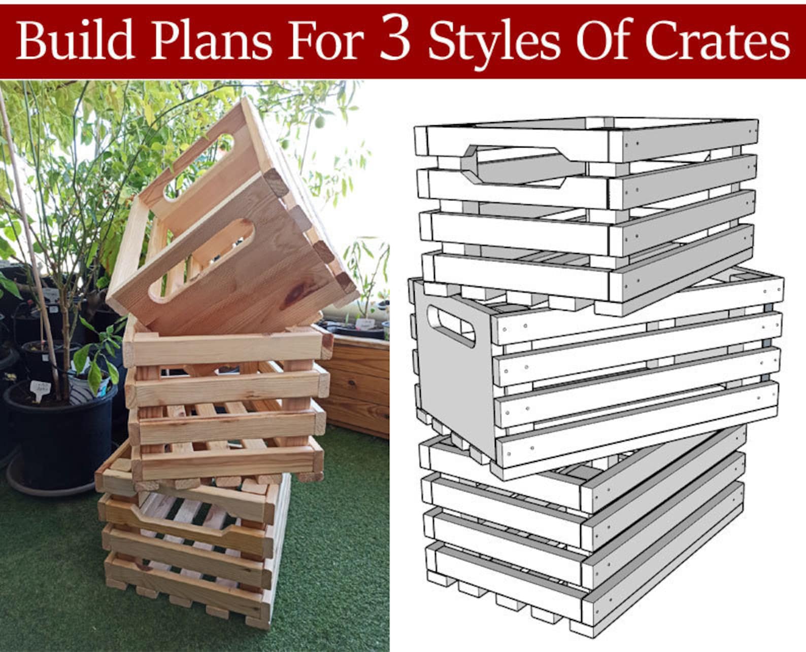 Build Plans for 3 Styles of Crates: 2 Crates AND the Solid End Crate ...