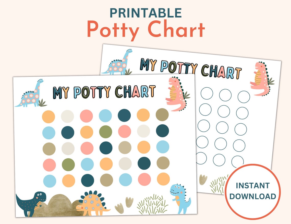 Dinosaur Potty Chart, Printable Potty Training Reward Chart for Kids ...
