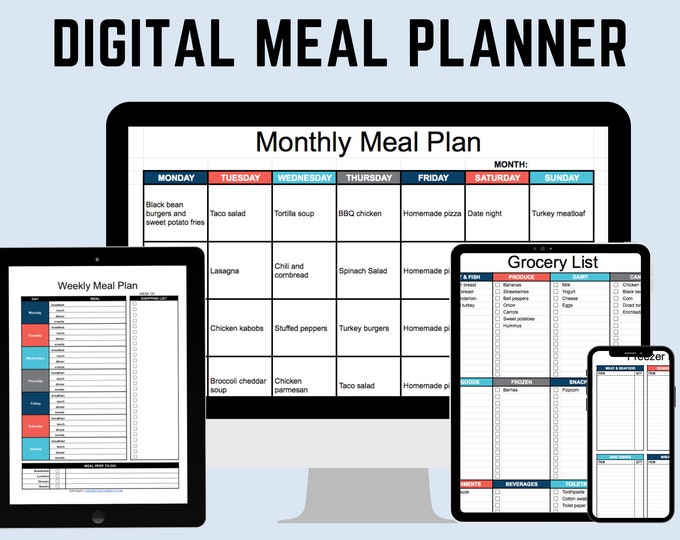 Meal Planning Excel Spreadsheets Grocery List Food Inventory Favorite ...