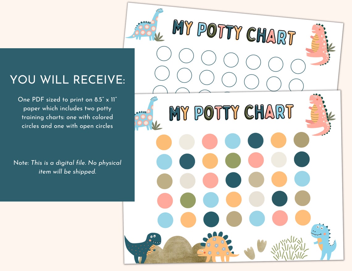 Dinosaur Potty Chart, Printable Potty Training Reward Chart for Kids ...