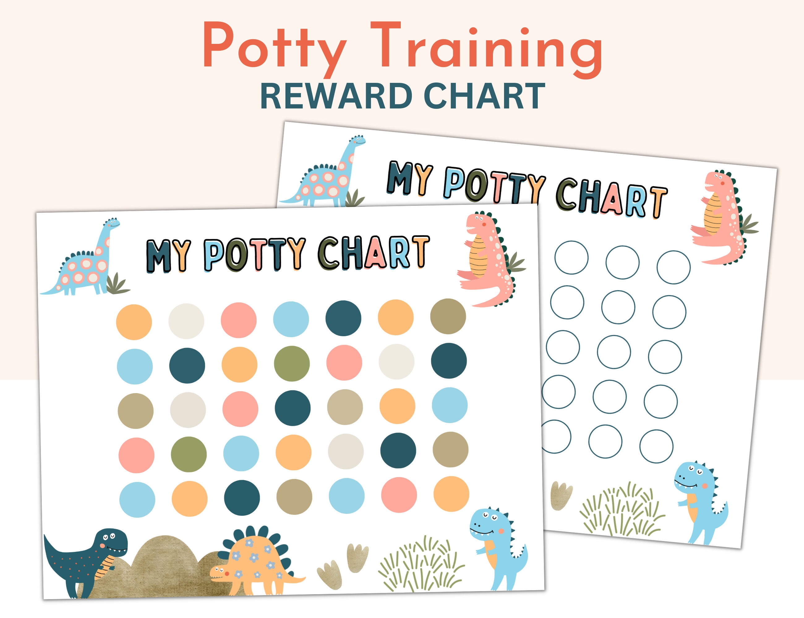 Dinosaur Potty Chart, Printable Potty Training Reward Chart for Kids ...