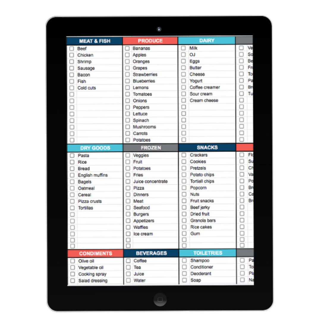 Digital Meal Planner Meal Planning Spreadsheet Weekly Meal Planner ...