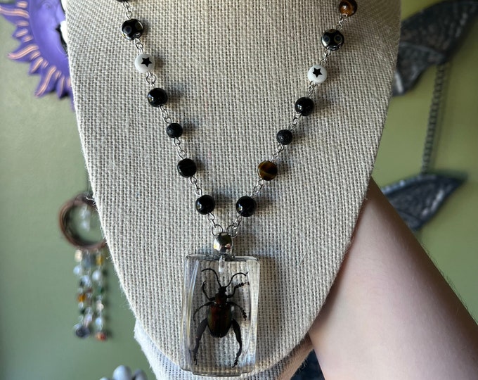 Funky Frog Legged Leaf Beetle 18.5 Inch Beaded Chain Bug Necklace - Etsy