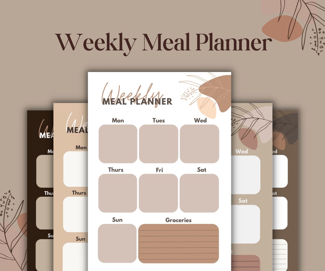 Weekly Meal Planner Printable, Grocery and Shopping List, Minimalist ...
