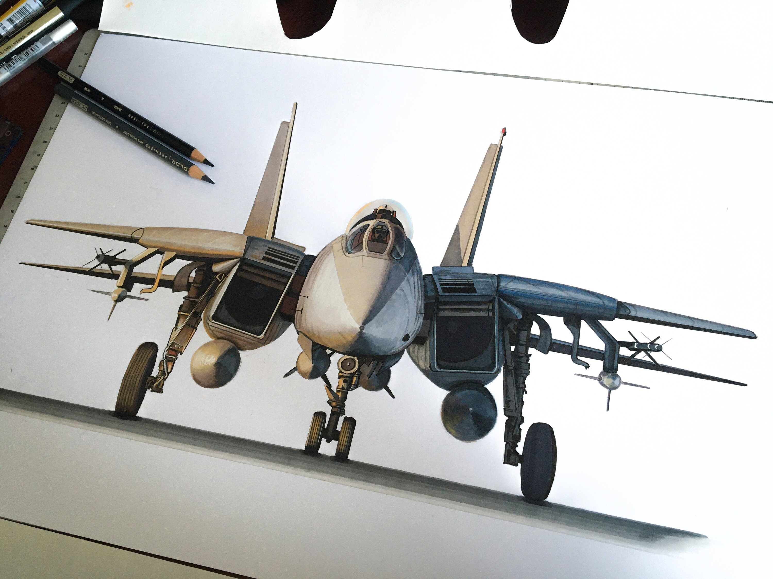 F14 Tomcat Handmade Aviation Illustration Airplane Poster Wall Art ...