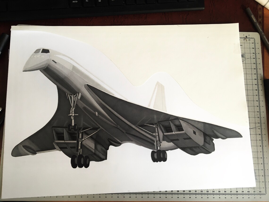 Concorde Handmade Aviation Illustration Airplane Poster Wall Art Print ...