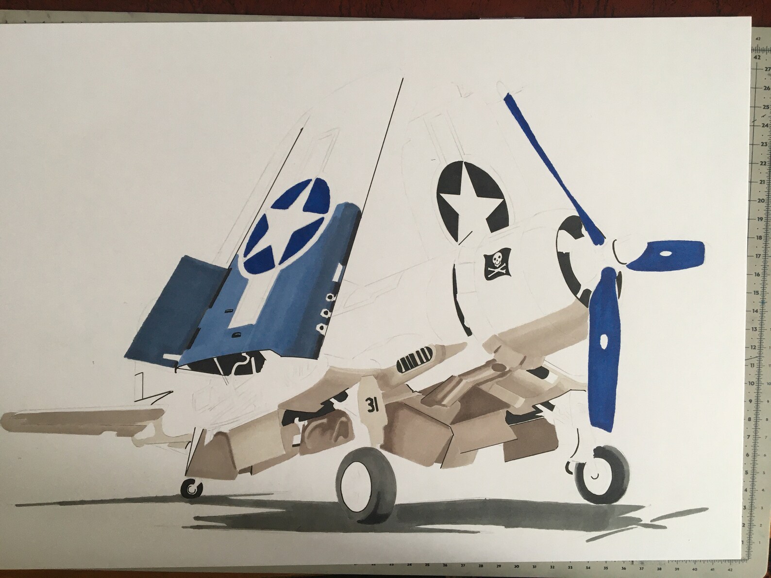 F4U Corsair Handmade Aviation Illustration Airplane Poster Wall Art ...