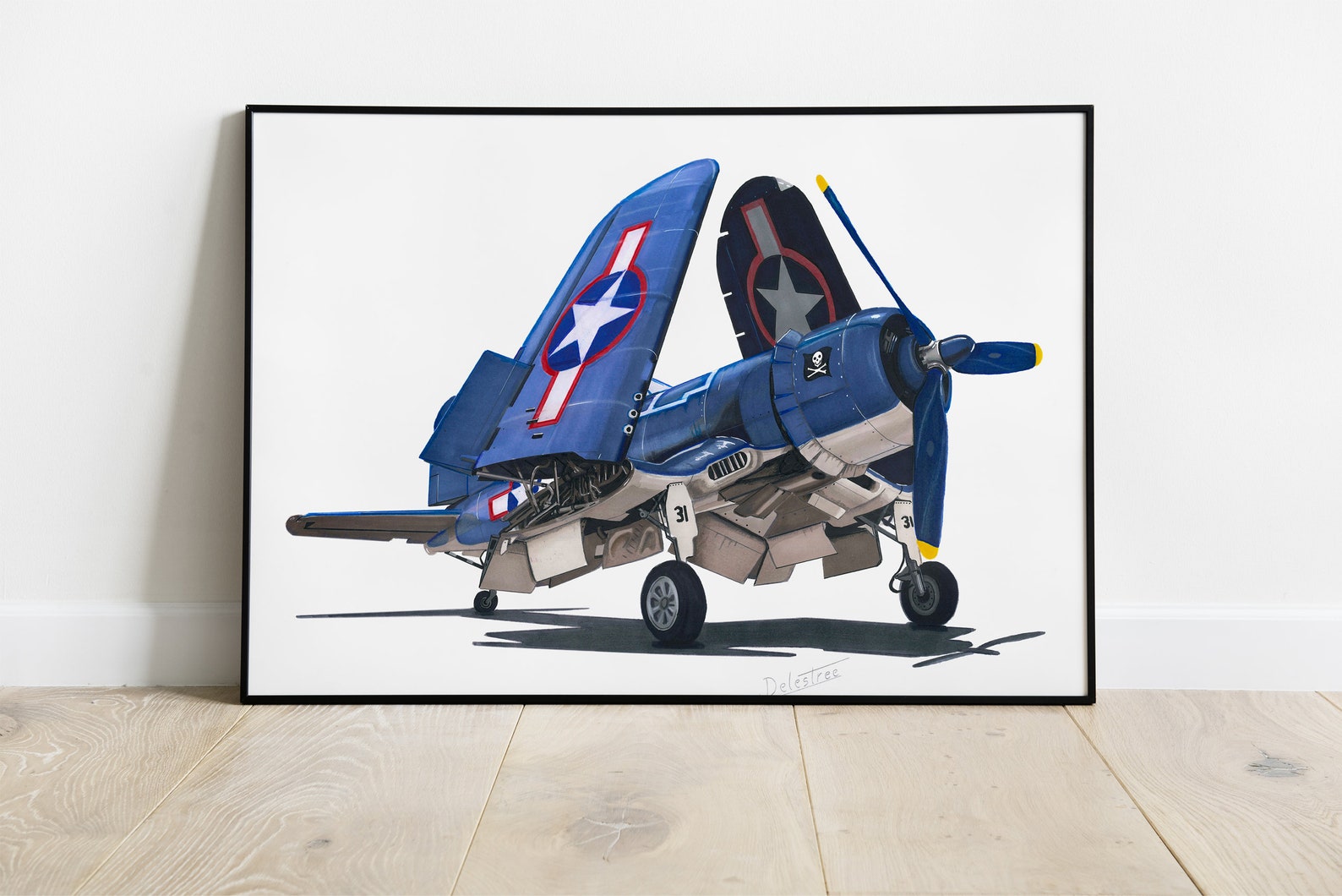 F4U Corsair Handmade Aviation Illustration Airplane Poster Wall Art ...