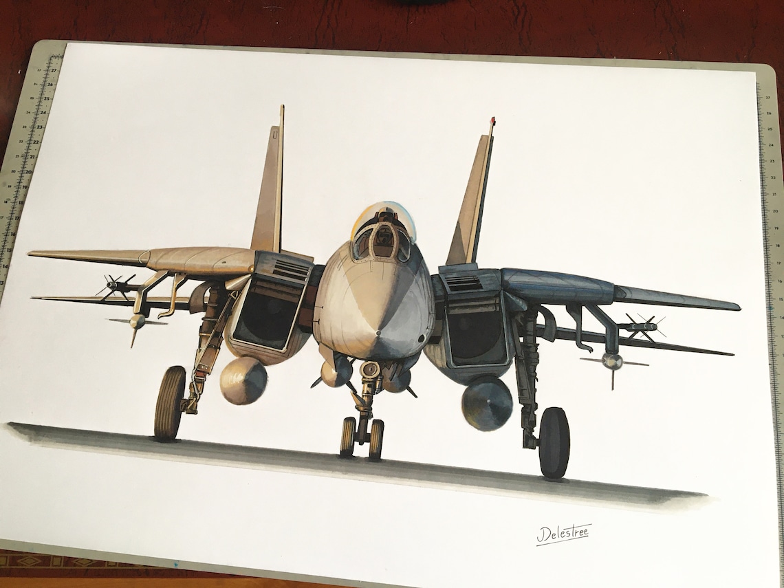 F14 Tomcat Handmade Aviation Illustration Airplane Poster Wall Art ...
