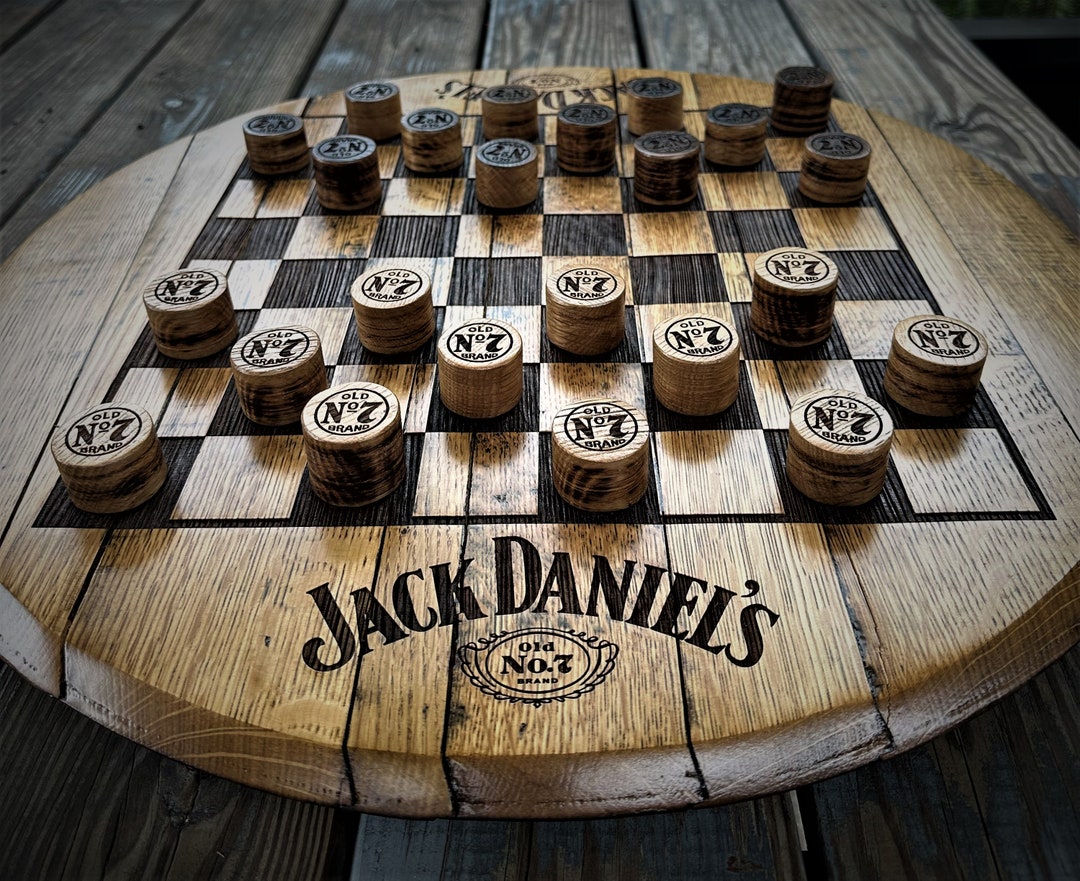 Whiskey Barrel Checkerboard: Handmade Rustic Board Game With Wood ...