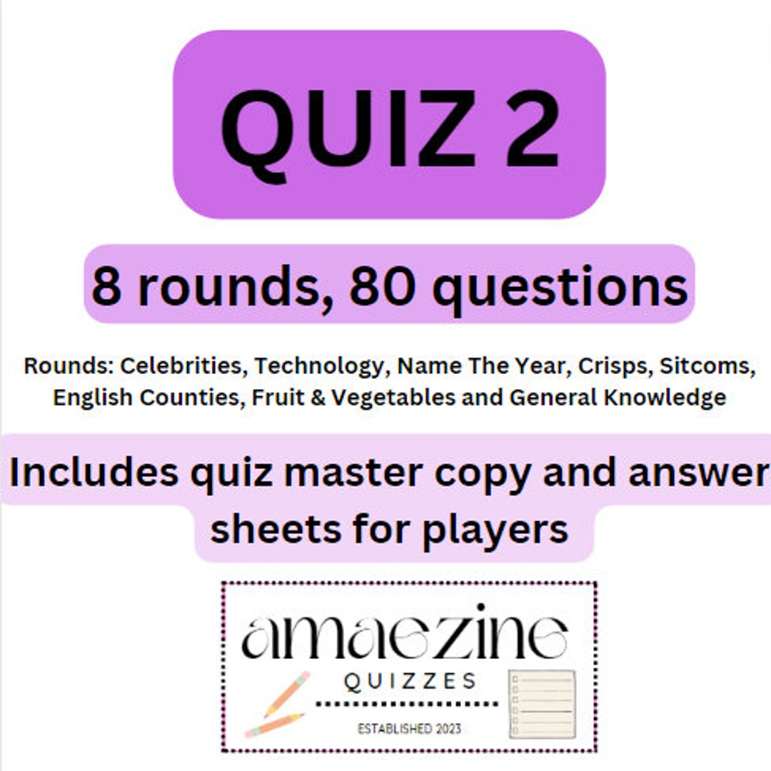 Ready-made Pub Quiz - 80 Questions - 8 Rounds - Instant Download ...