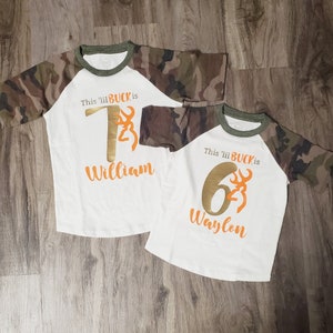 This Little Buck T-shirt, Camo Birthday Shirt, Deer Birthday Shirt ...