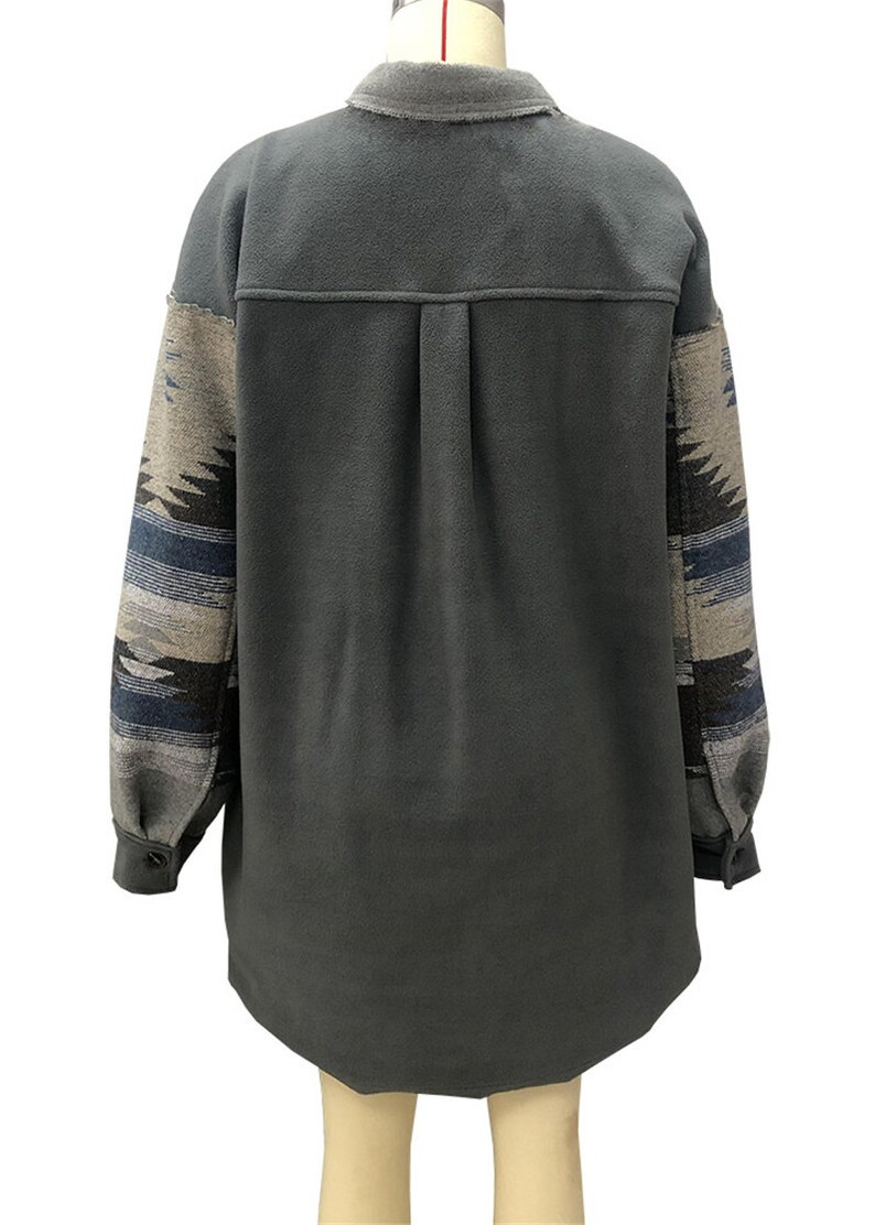 Aztec Tribal Hippies Native Print Shacket Shirt Jacket, Western ...