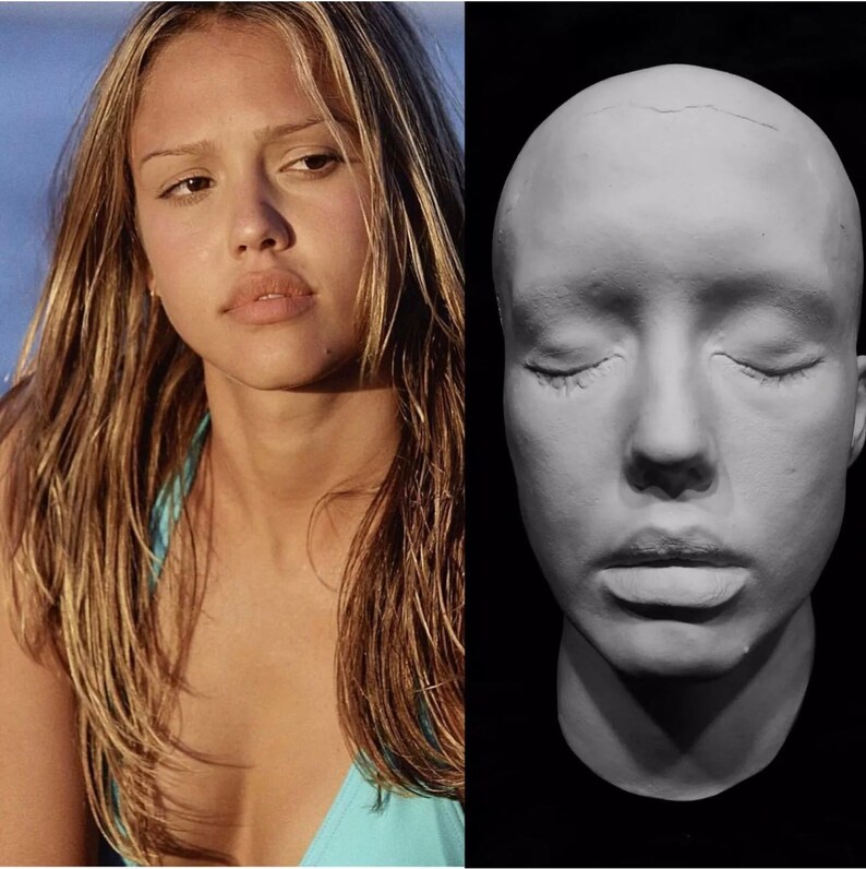 Jessica Alba Life Face Cast Life Mask in White Hydrocal Plaster ...