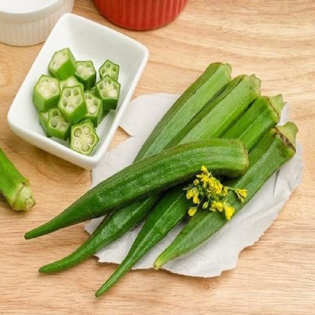 USA SELLER Perkins Long Pod Okra 50 Seeds HEIRLOOM (abelmoschus ...