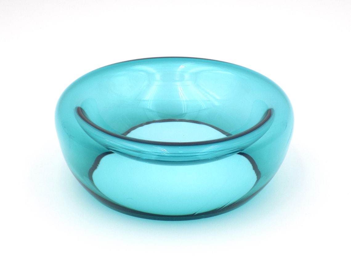Inverted Glass Bowl Lagoon Blue Glass Bowl Handblown Glass Bowl Small ...