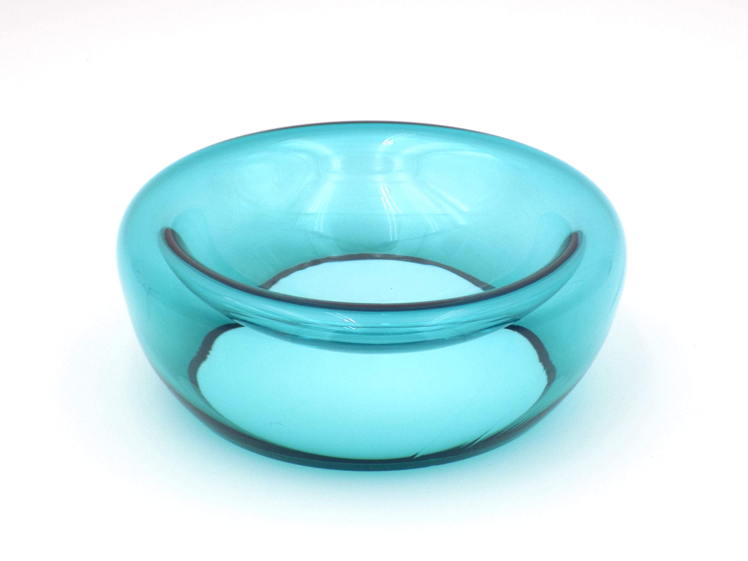 Inverted Glass Bowl Lagoon Blue Glass Bowl Handblown Glass Bowl Small ...