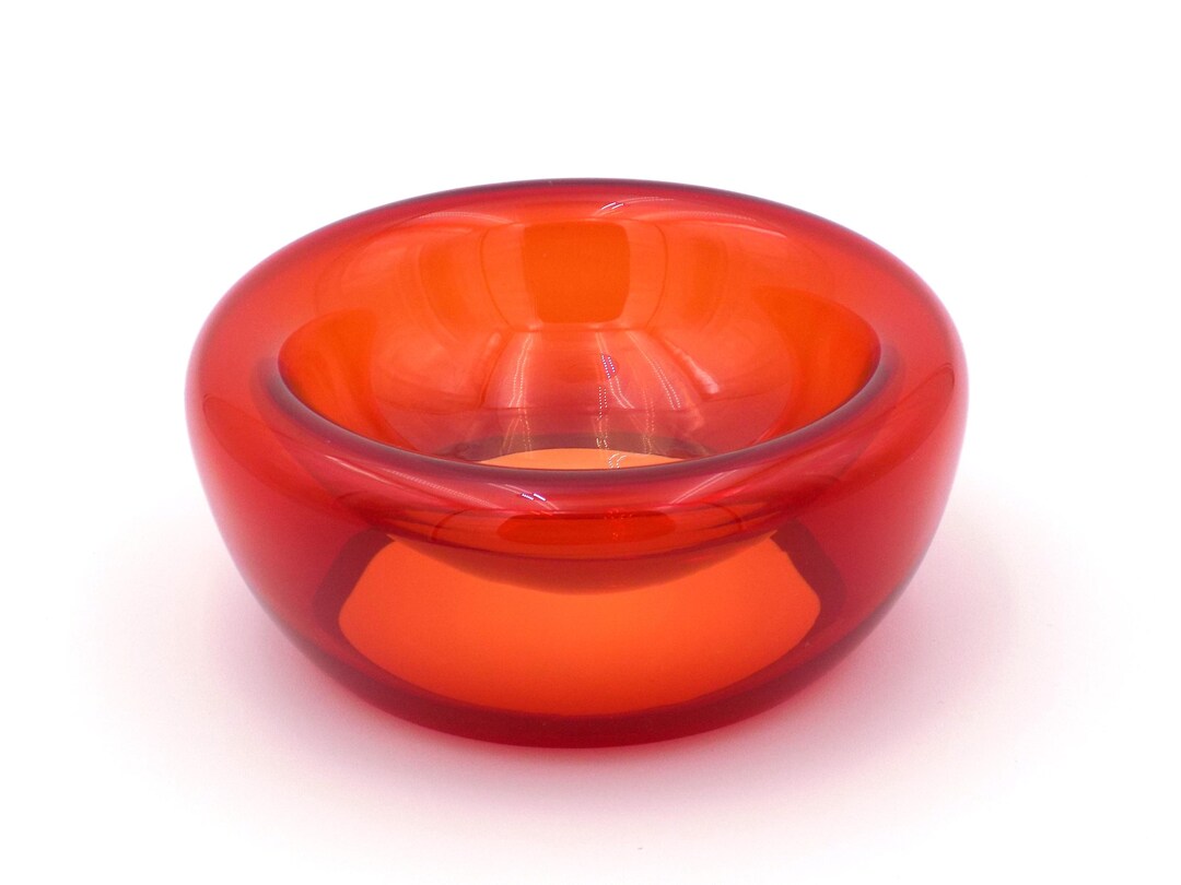 Inverted Glass Bowl Cherry Red Glass Bowl Handblown Glass Bowl Small ...