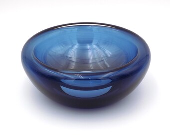 Inverted Glass Bowl Lagoon Blue Glass Bowl Handblown Glass Bowl Small ...