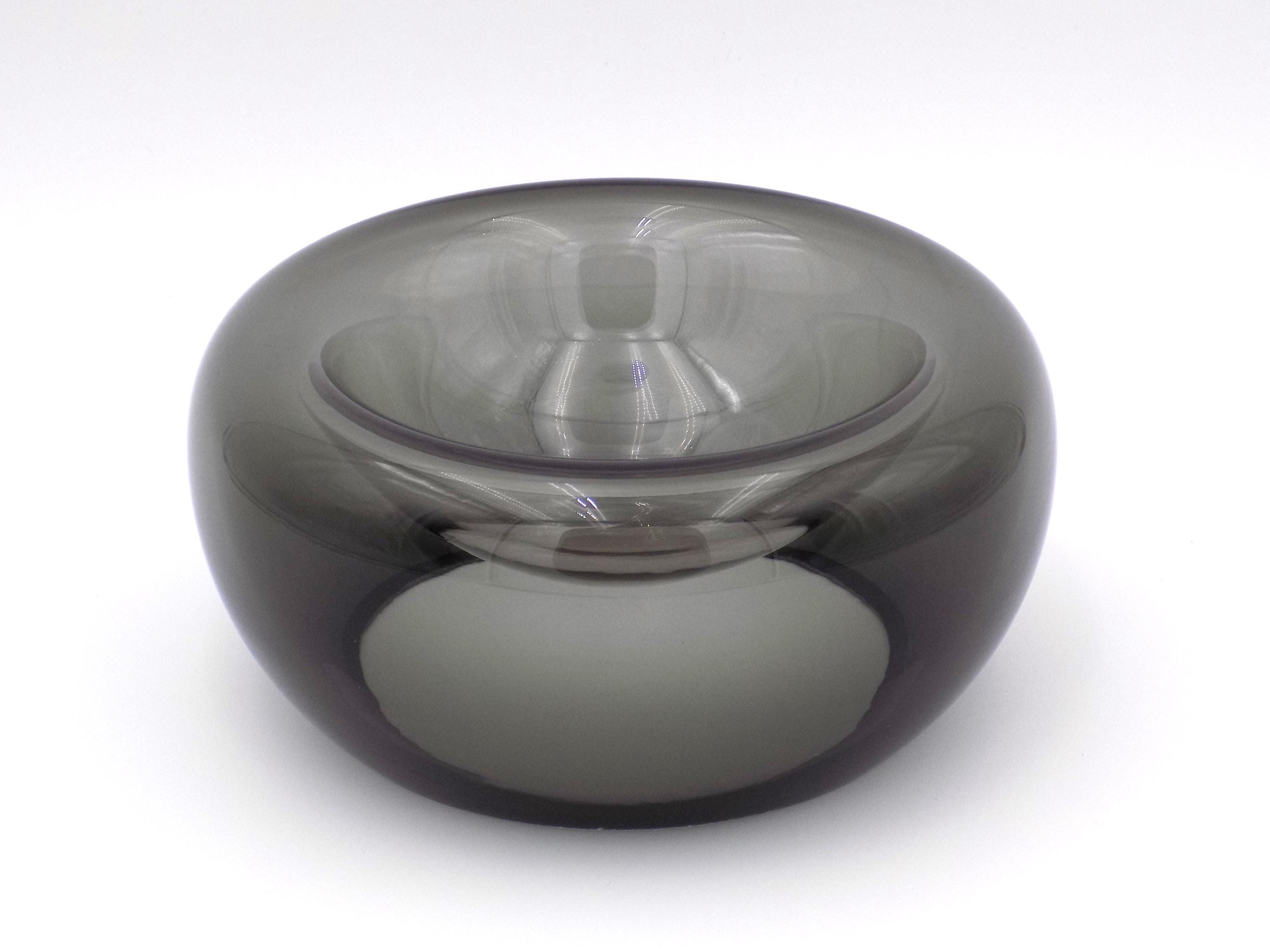 Inverted Glass Bowl Neutral Gray Glass Bowl Handblown Glass Bowl Small ...