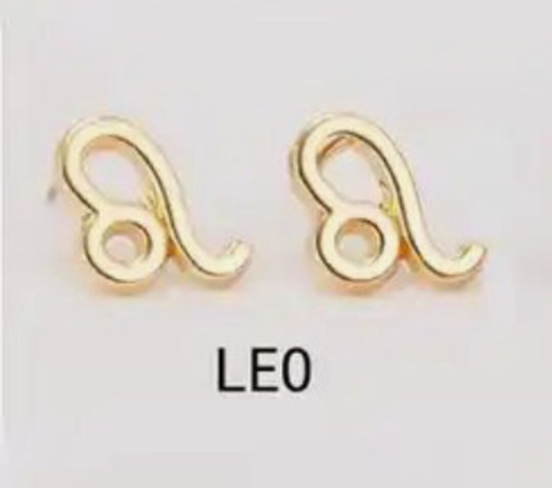 Leo Gold Stud Earrings Astrology Zodiac Star Sign - Etsy
