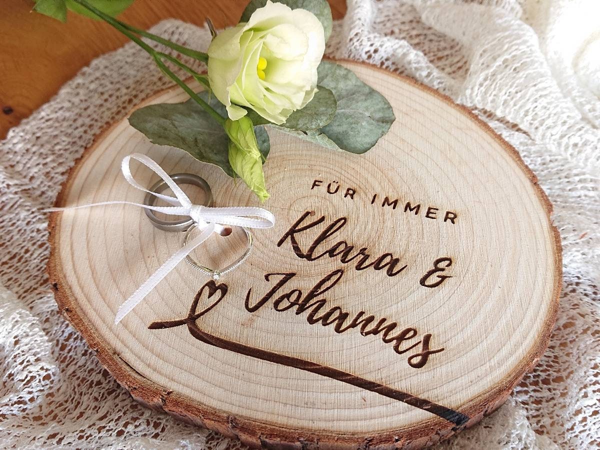 Ring Cushion Wooden Disc forever Wedding Rings | Etsy
