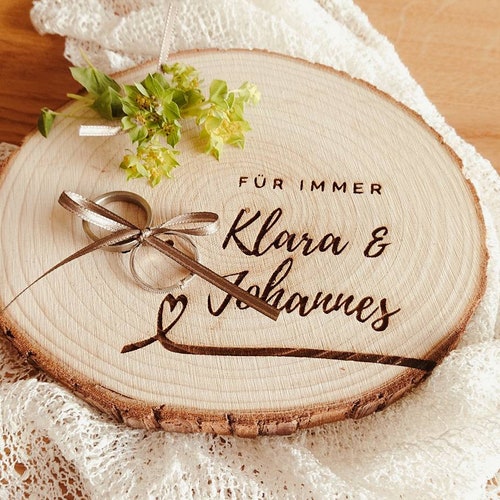 Ring Cushion Wooden Disc forever Wedding Rings - Etsy