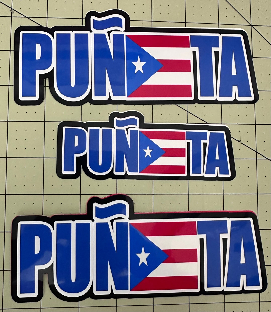 Puneta Boricua Vinyl Sticker 3 Pack. Two 7x2.5 Inches and One 5x 1.5 ...