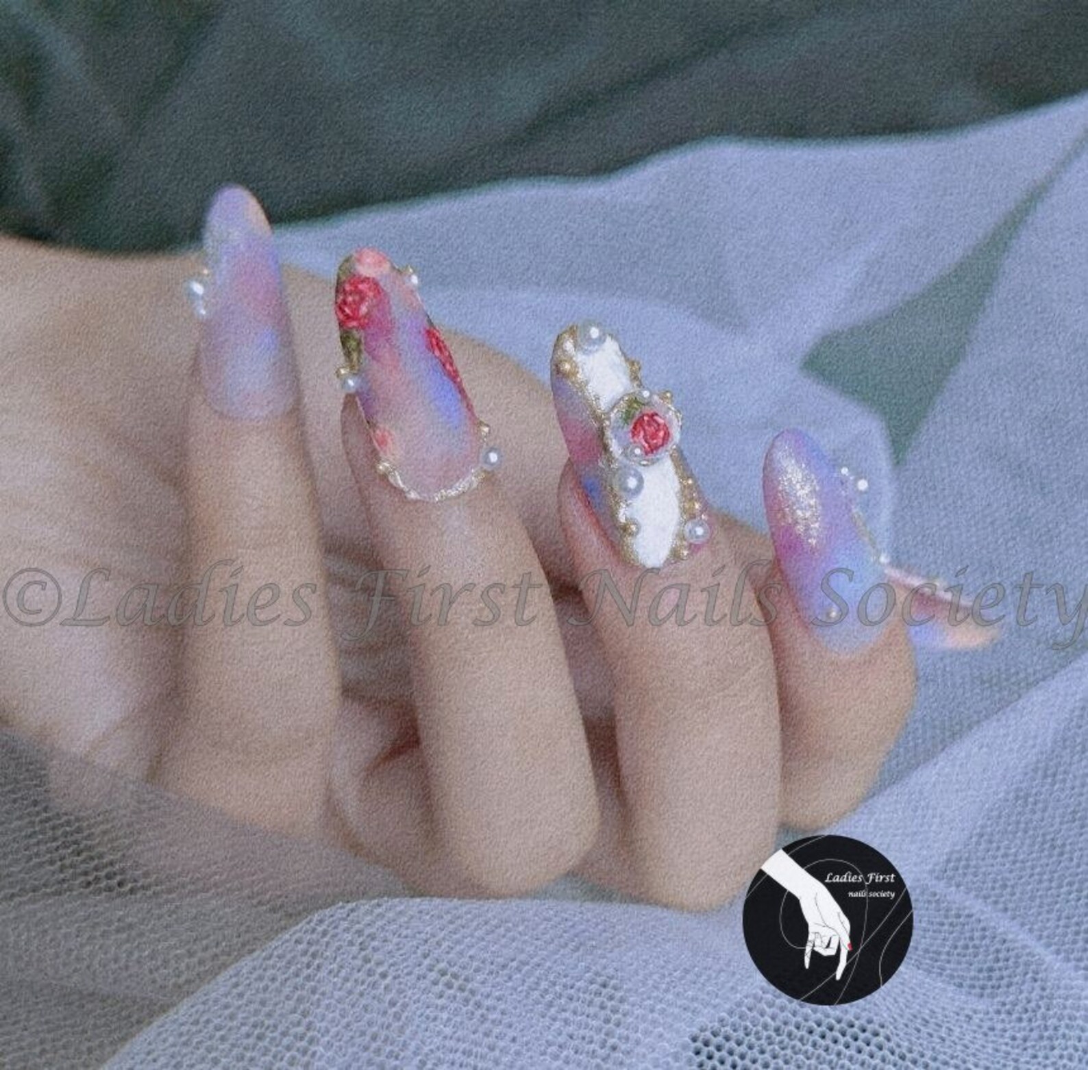 Flower Fake Nailsmauve Rosespring Nailsvintage | Etsy