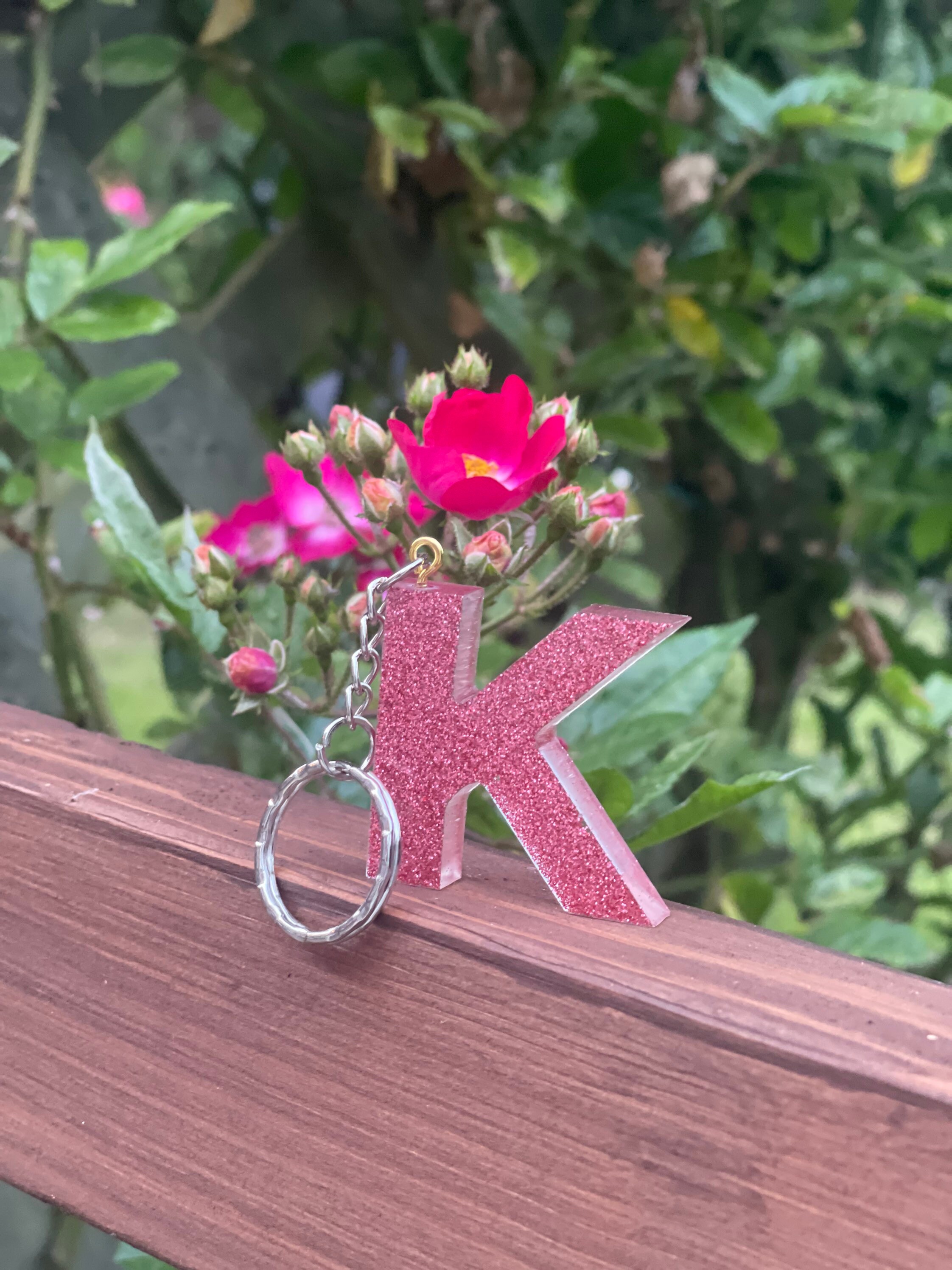 Hot Pink Glitter Resin Keychains - Etsy