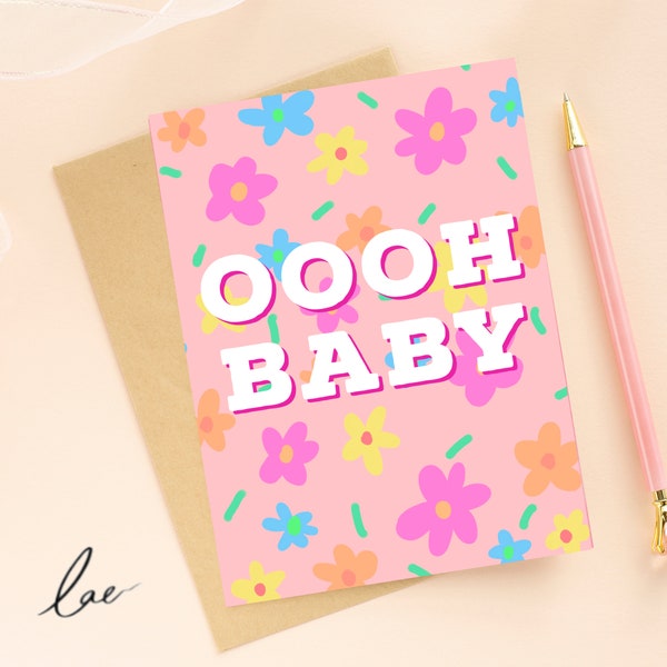 Ohh Baby Girl Card - Etsy