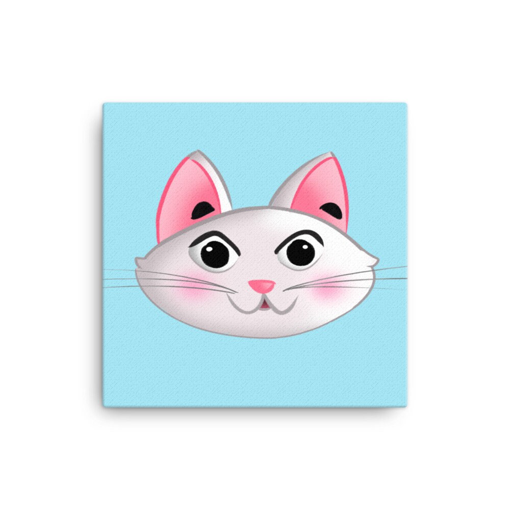 Cartoon Kitty Cat Face on Canvas for Child's Bedroom - Etsy