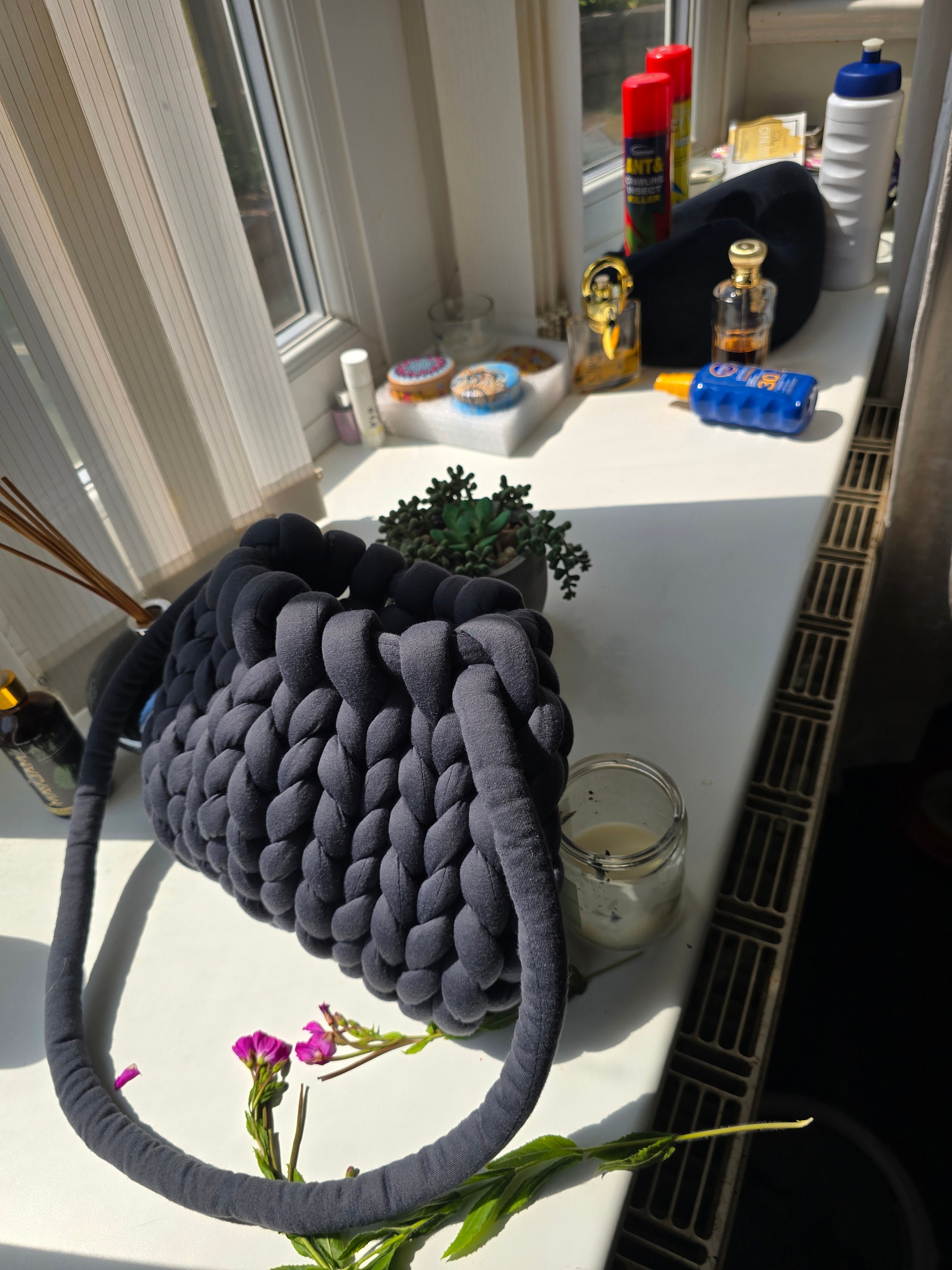 Chunky Knit Bag | Grey Handmade Crochet Shoulderbag | Gift - Etsy