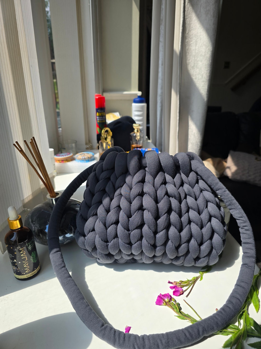 Chunky Knit Bag | Grey Handmade Crochet Shoulderbag | Gift - Etsy