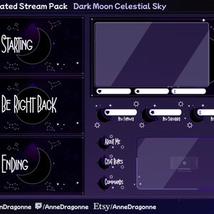 Dark Moon Twitch Overlay | Dark Moon Stream Package | - Etsy