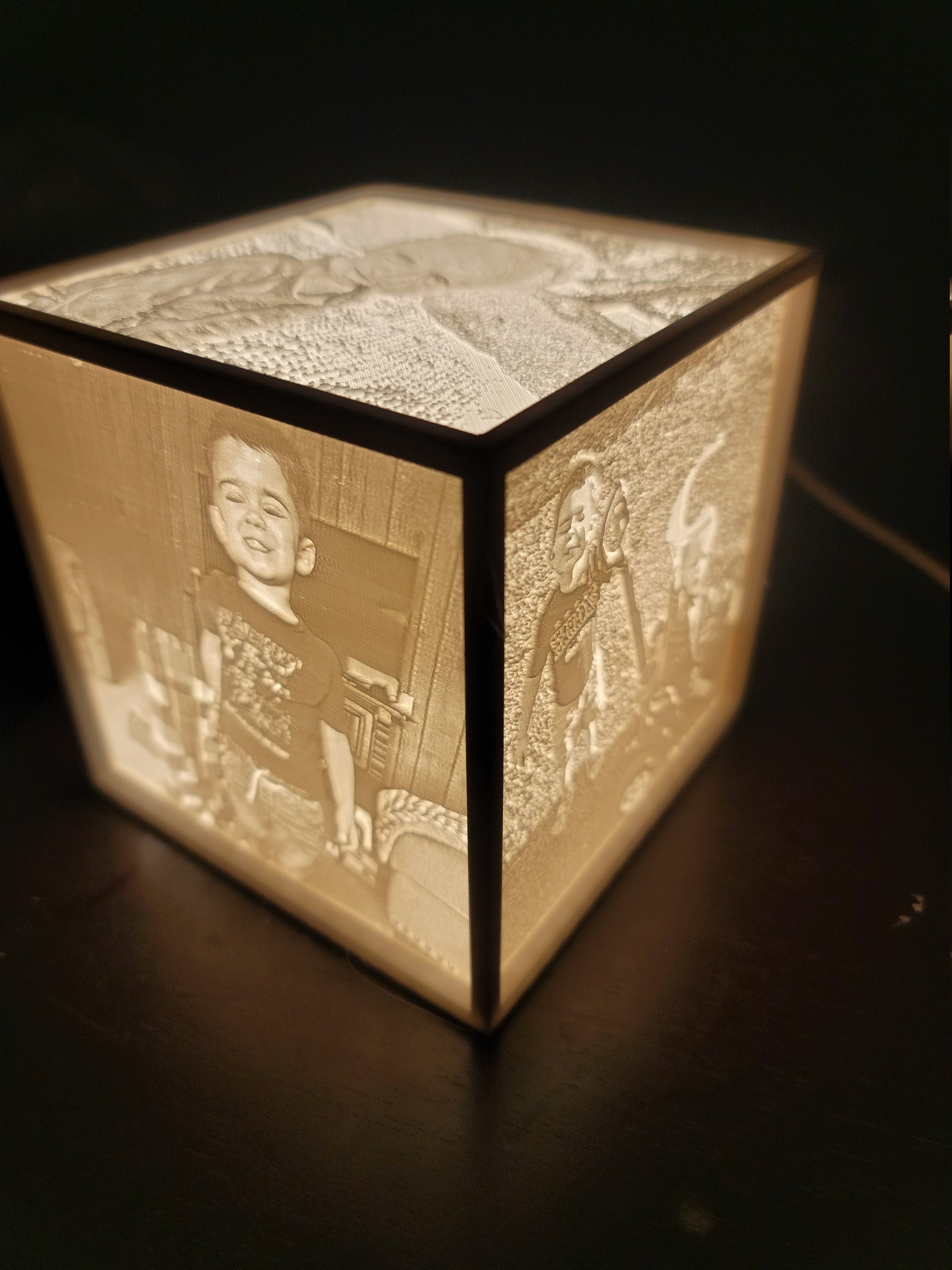 Custom Photo 3D Printed Lighted Cube Lithophanes | Etsy