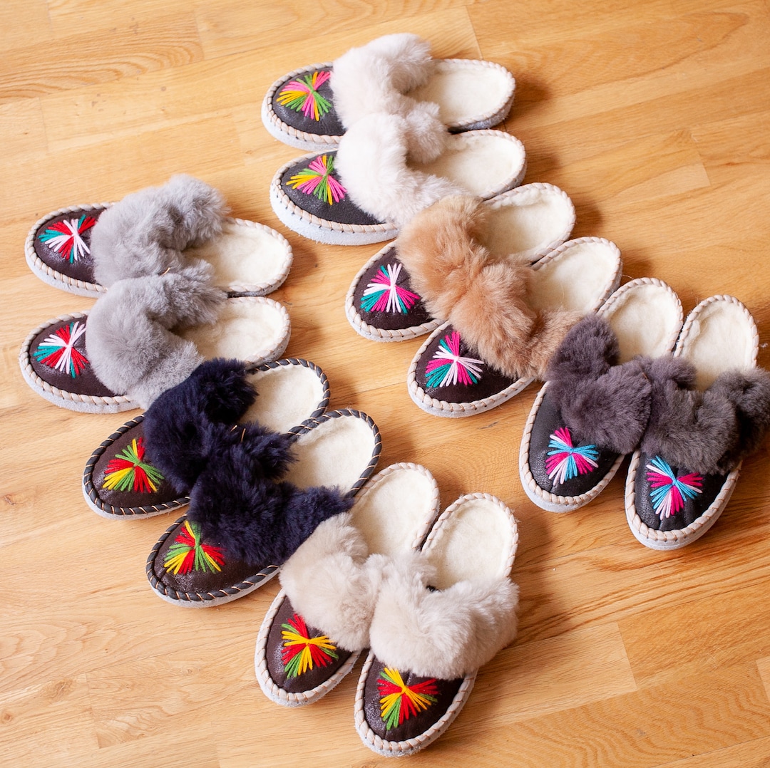 LUCKY DIP Sheepskin Slippers Handmade Women's - Etsy