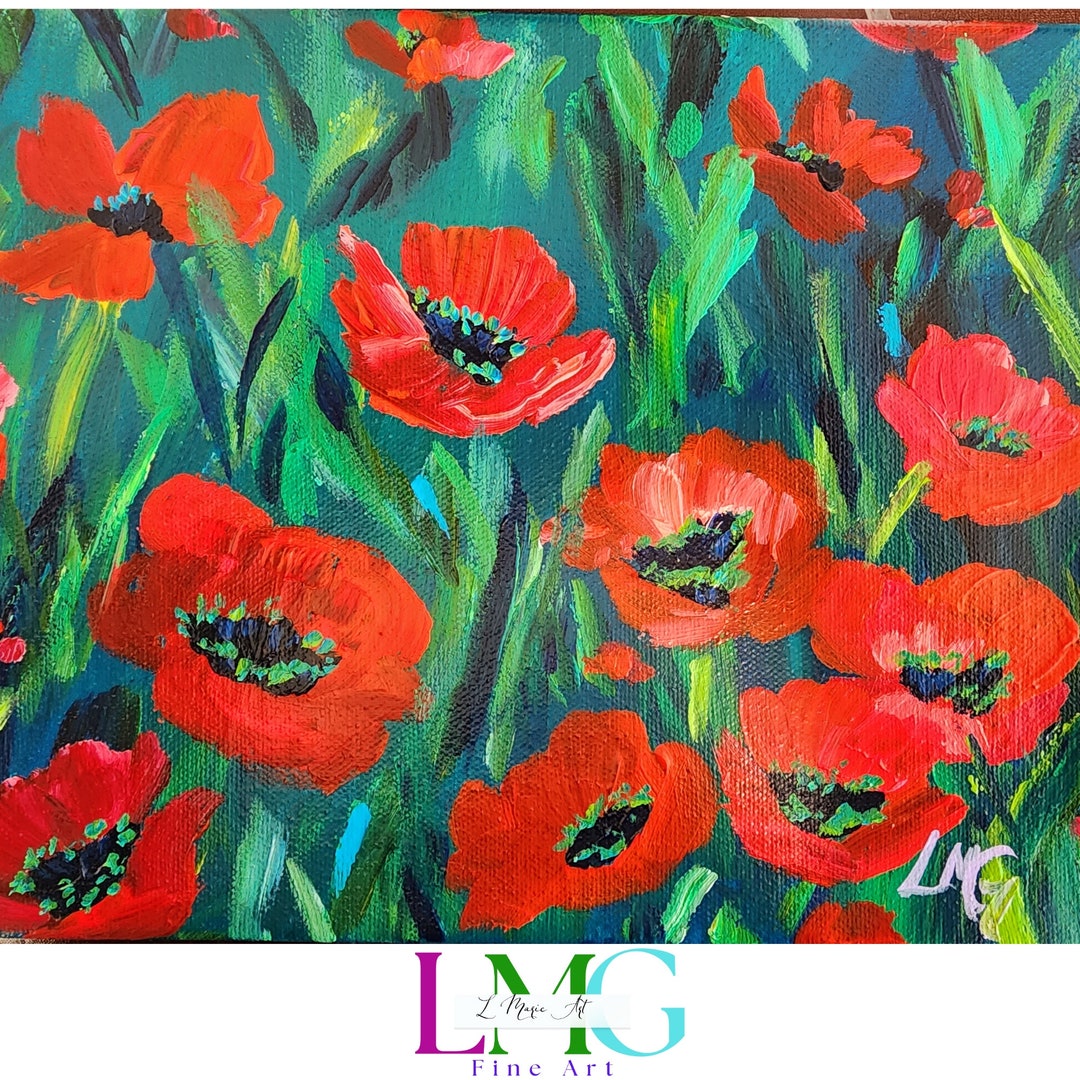 Poppy 8x10 Original Acrylic Painting Poppy Canvas Wall Art - Etsy