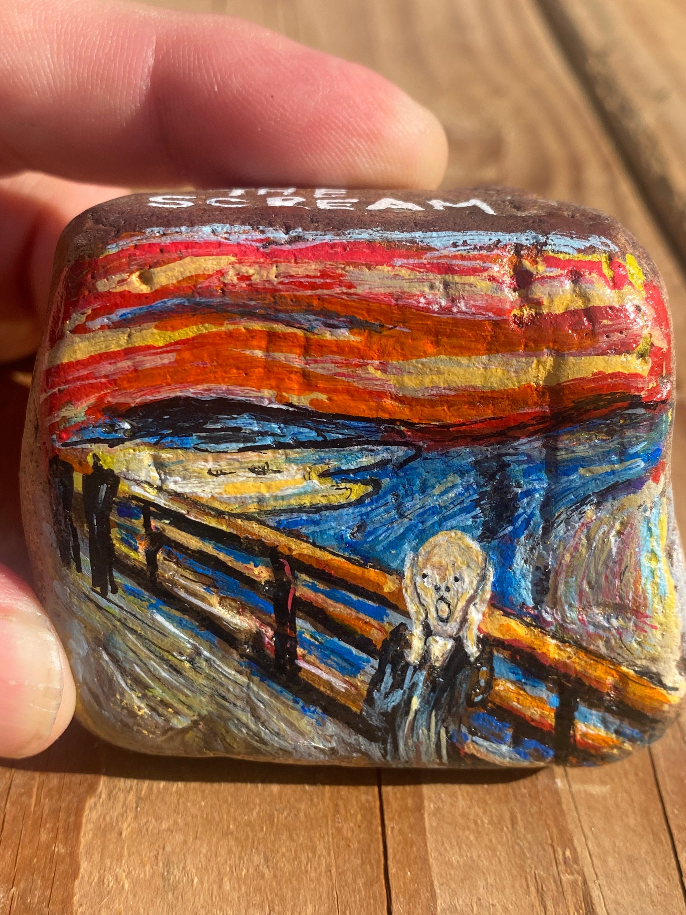 The Scream. Miniature Acrylic Painting on a Stone. - Etsy