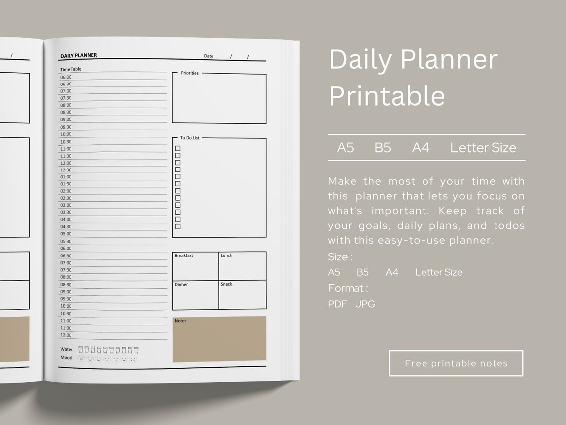Daily Planner Printable, Hourly Schedule Printable, Hourly Daily ...