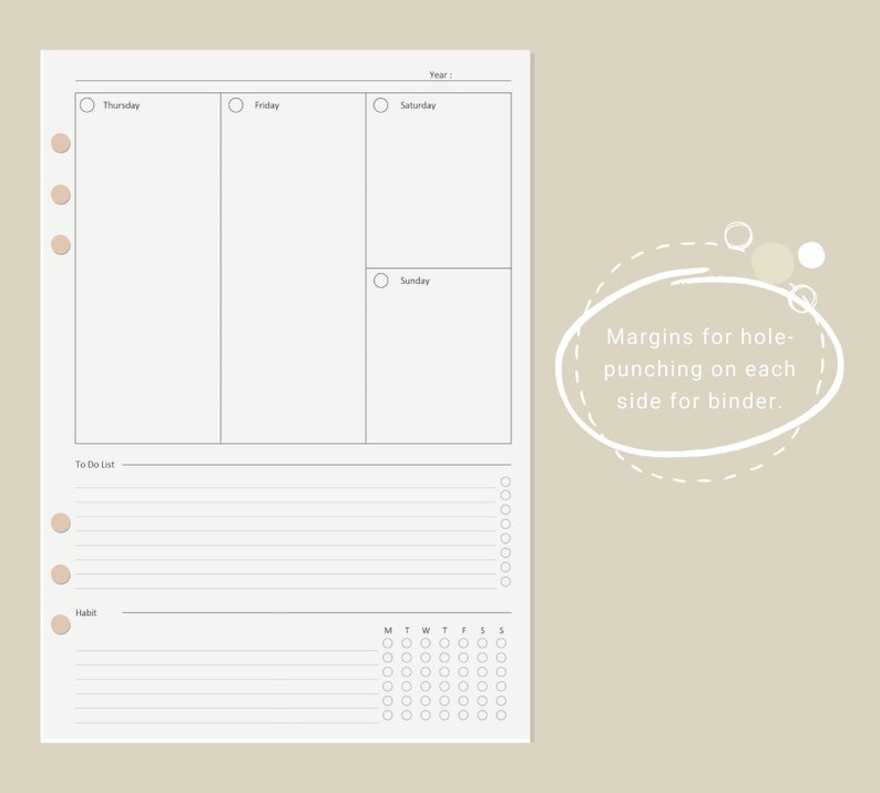 Weekly Planner Printable Weekly Planner Template A5 A4 B5 - Etsy